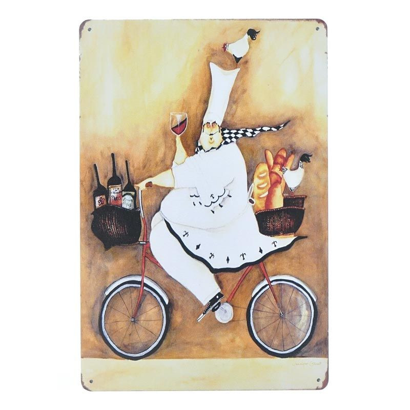 Kovová cedule Chef on bike 2 - Seart.cz
