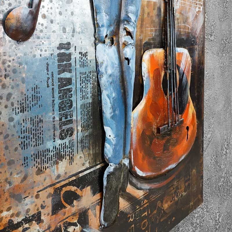 Kovový 3D obraz Dívka s kytarou - Seart.cz