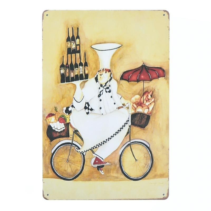 Kovová cedule Chef on bike 1 - Seart.cz