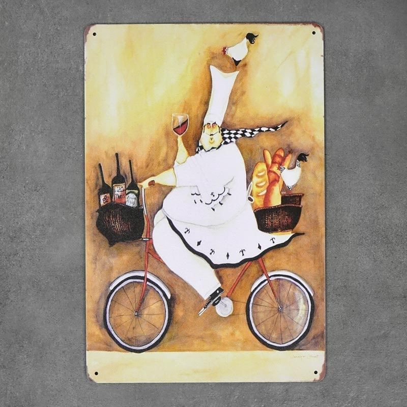Kovová cedule Chef on bike 2 - Seart.cz